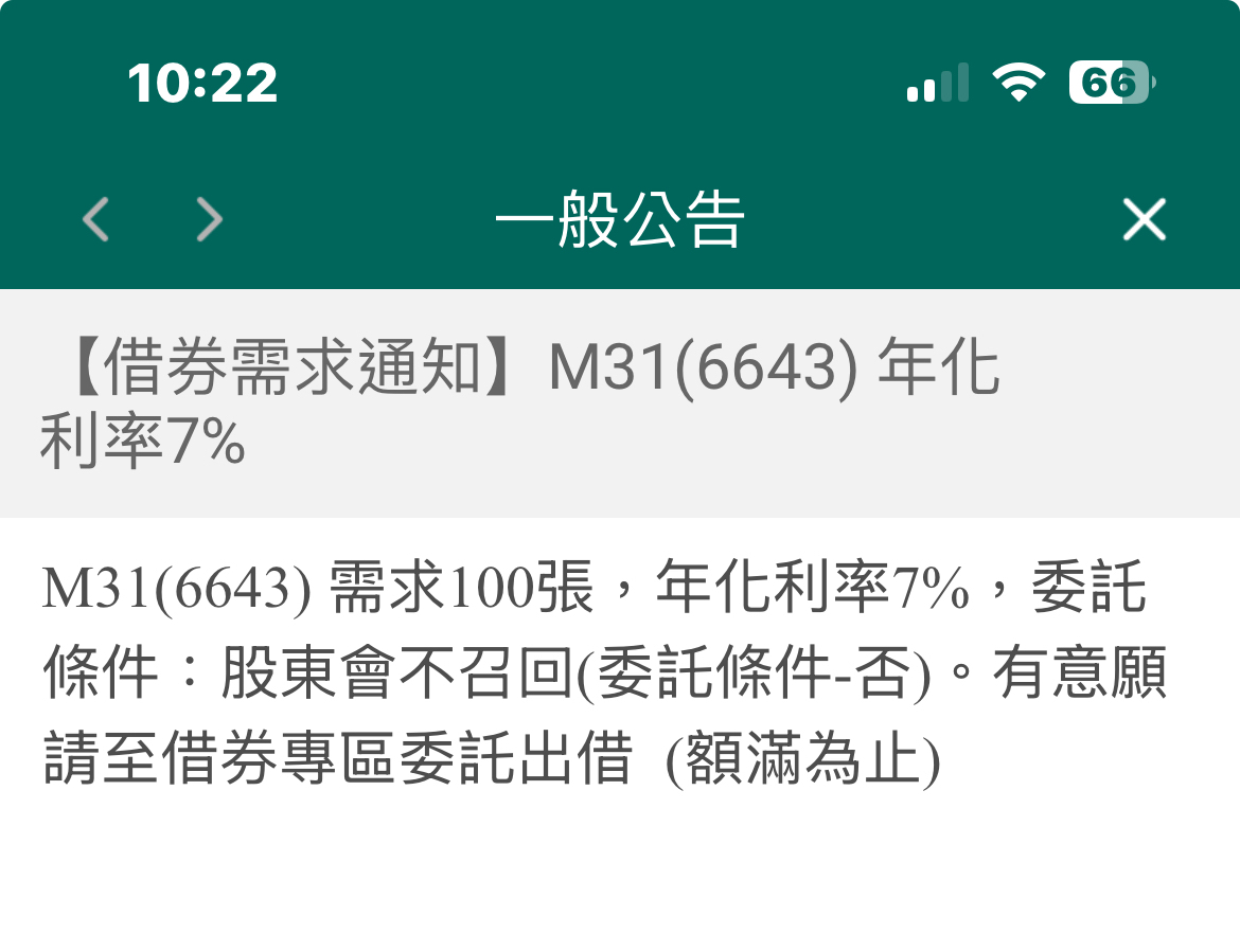 6643 M31 - 借出去了，反正也是套爛，眼不見為淨｜股市爆料同學會