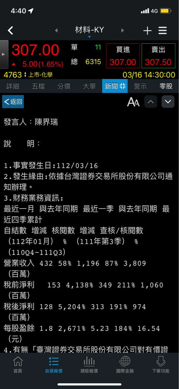 4763 材料-KY - 材料一月才賺1.8？？？？ 怎麼那麼少 ｜股市爆料同學會