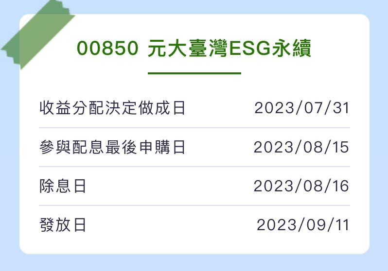00850 元大臺灣ESG永續 - 看來配息時間還要一段時間 你覺...｜CMoney 股市爆料同學會
