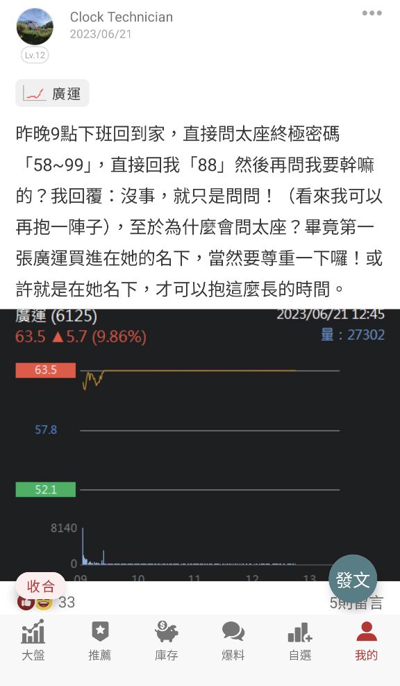 6125 廣運 - 看來晚上還得找太座玩「終極密碼...｜CMoney 股市爆料同學會