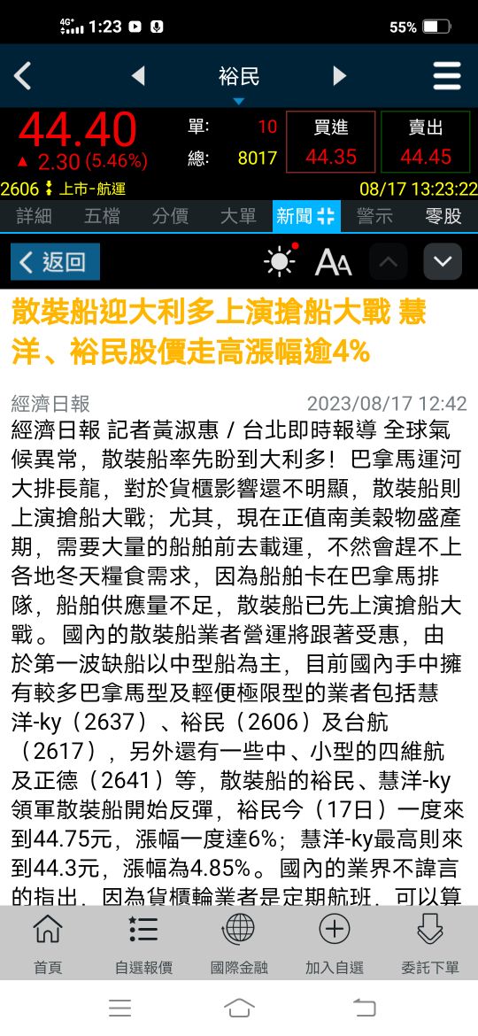 2606 裕民 - 塞港議題發酵了，雖然資金都還在...｜CMoney 股市爆料同學會