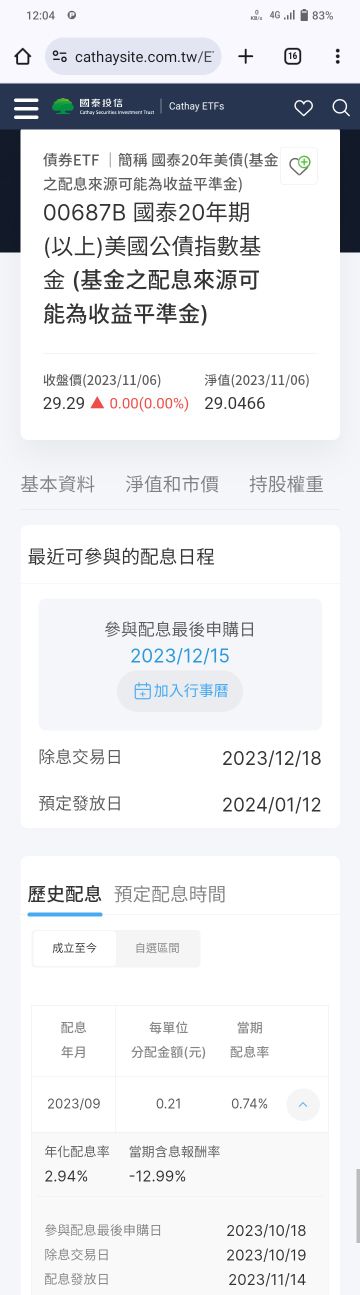 00687B 國泰20年美債 - 請問10月不是才配過嗎？怎麼1...｜CMoney 股市爆料同學會