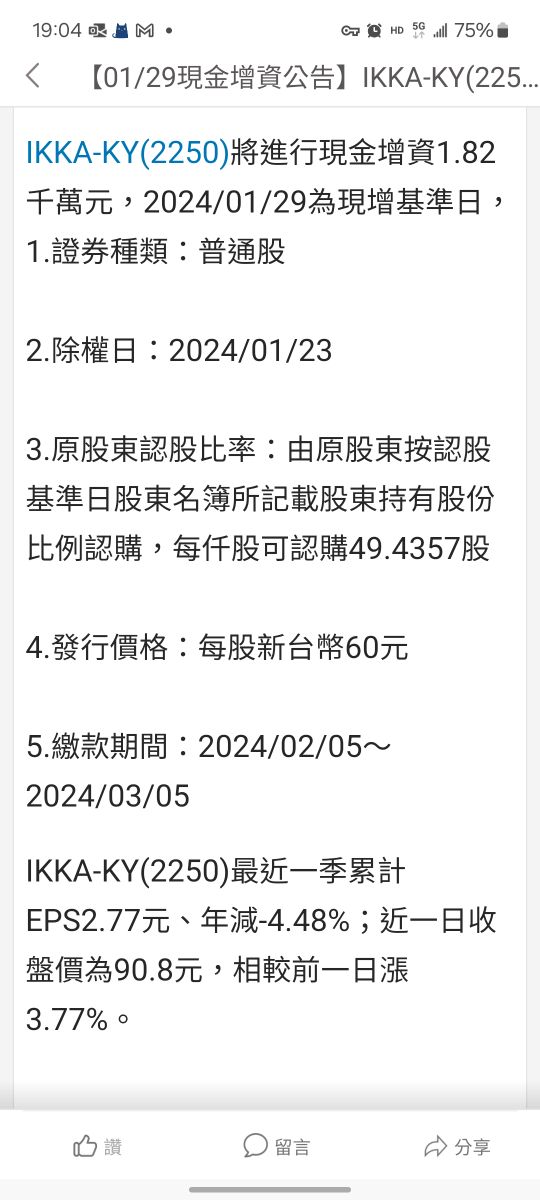 IKKA-KY(2250)-今日股價走勢+IKKA-KY討論區