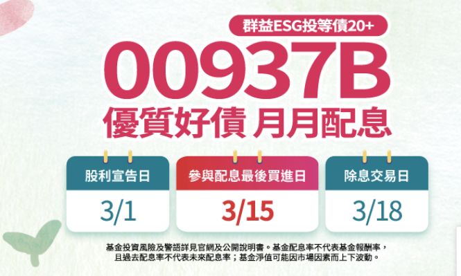 00937B 群益ESG投等債20+ - 配息訊息｜CMoney 股市爆料同學會