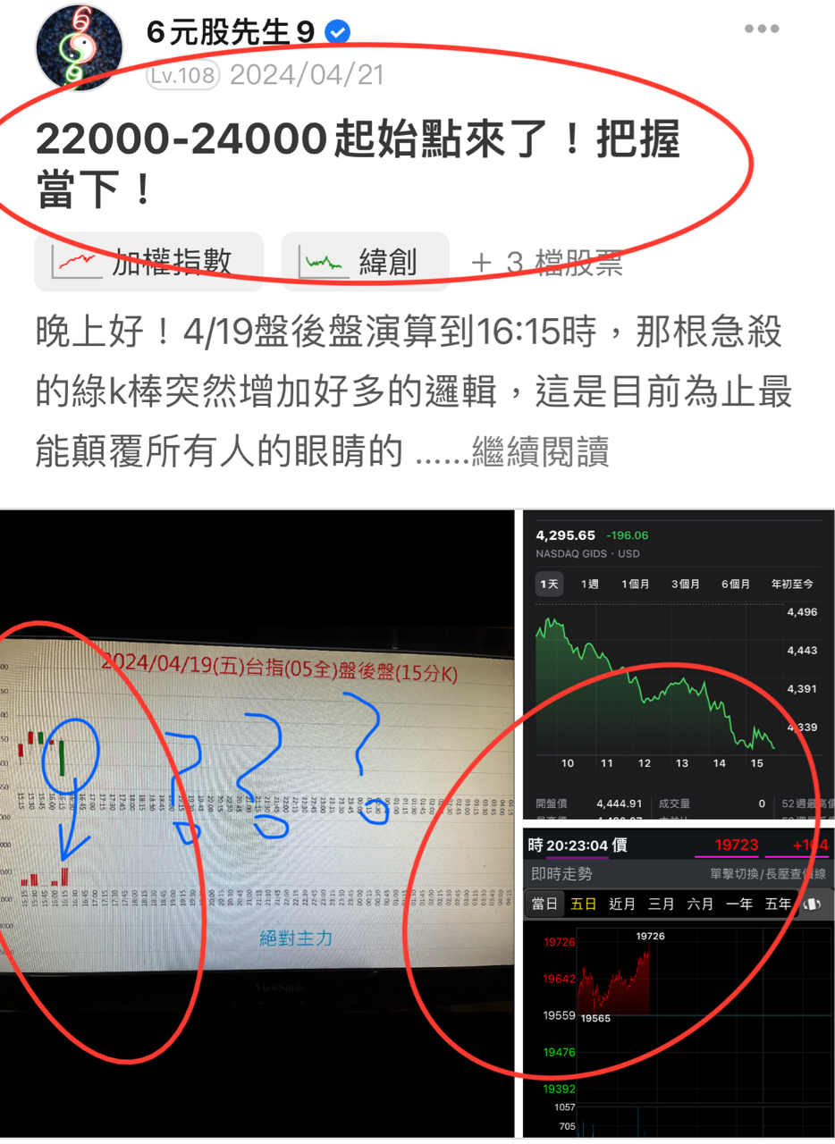 TWA00 加權指數 - 至從4/21的19585把握當下，至今已經1585點。感恩！｜股市爆料同學會