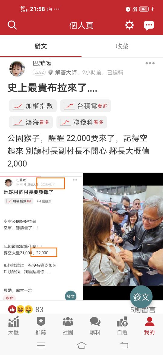 TWA00 加權指數 - 叫你不要空，你空到快22000 現在叫你空，又在懷疑...｜CMoney 股市爆料同學會