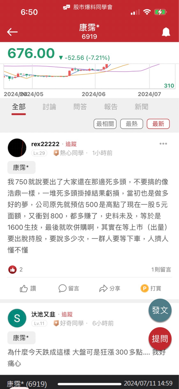 6919 康霈* - rex22222 這位同學，我...｜CMoney 股市爆料同學會
