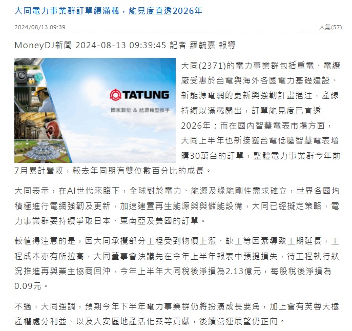 2371 大同 - 信心滿滿? ｜CMoney 股市爆料同學會