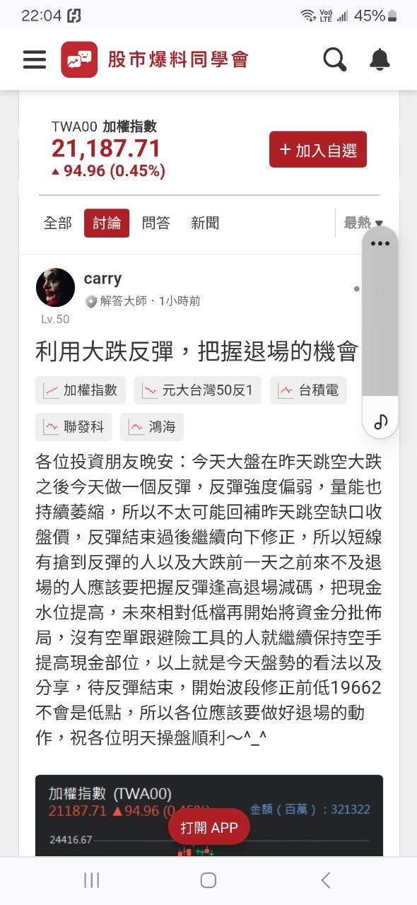 TWA00 加權指數 - 反指標大師出現了，難怪指數狂漲...｜CMoney 股市爆料同學會