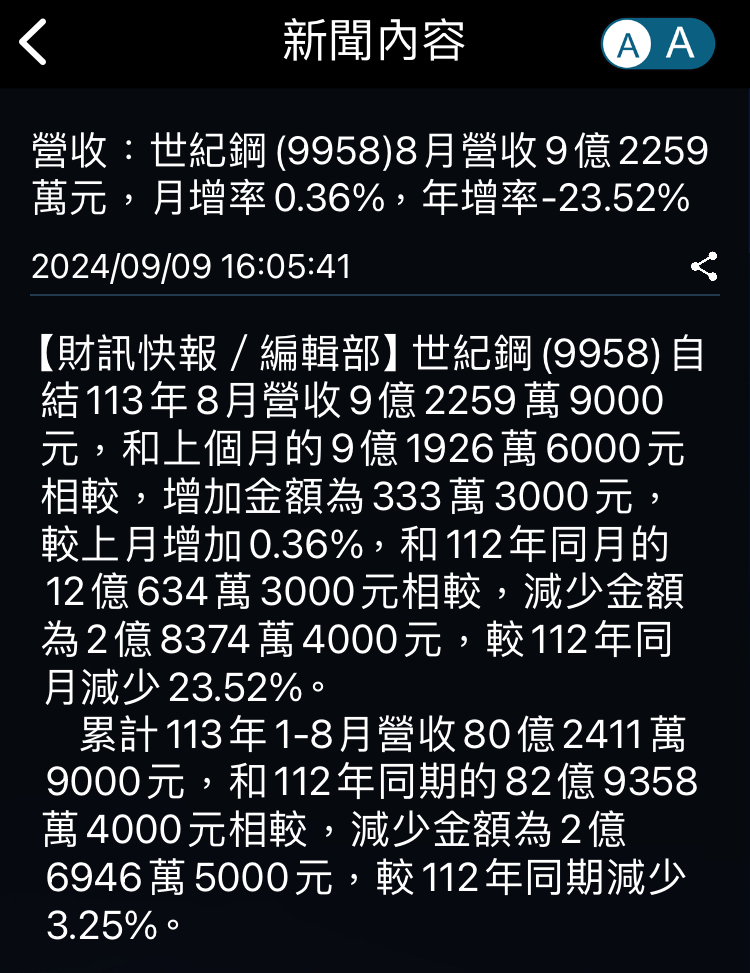 9958 世紀鋼 - 🤔｜CMoney 股市爆料同學會