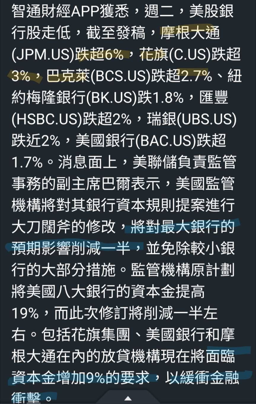 TWA00 加權指數 - 美國的銀行股 全面大跌 因為政府要削減一半的資本金｜股市爆料同學會