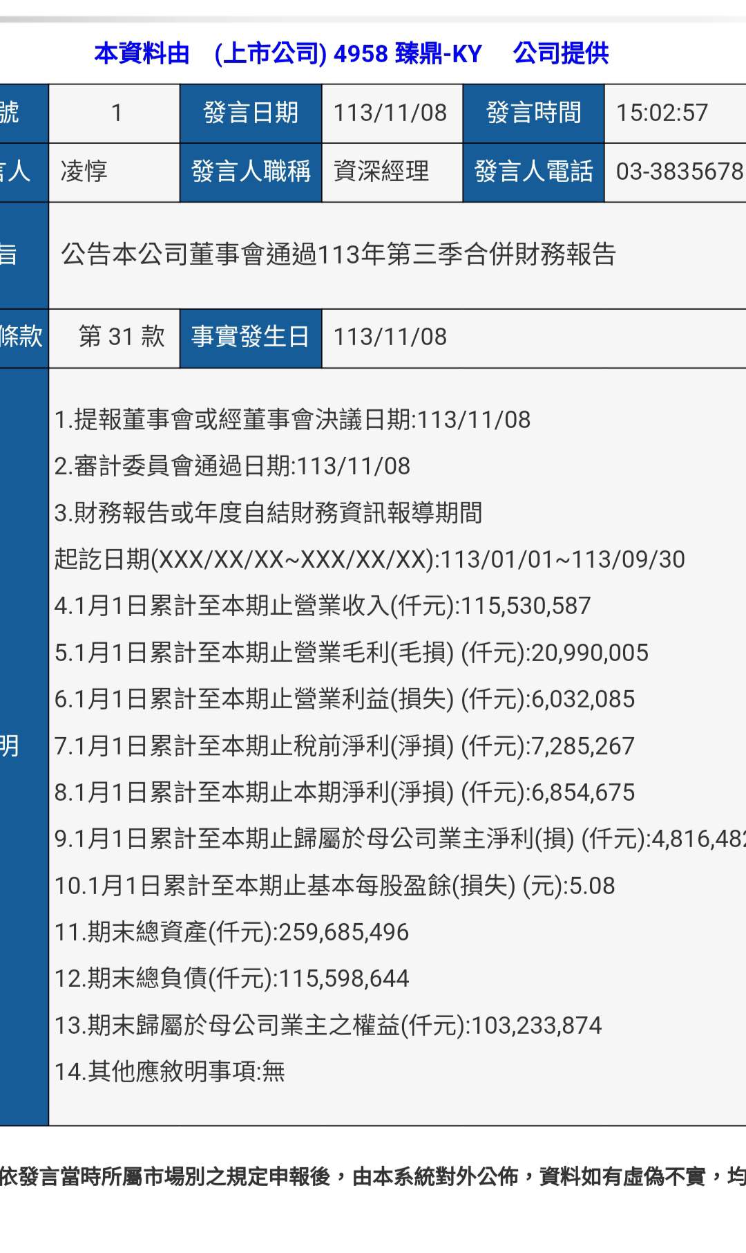 4958 臻鼎-KY - 開獎｜股市爆料同學會