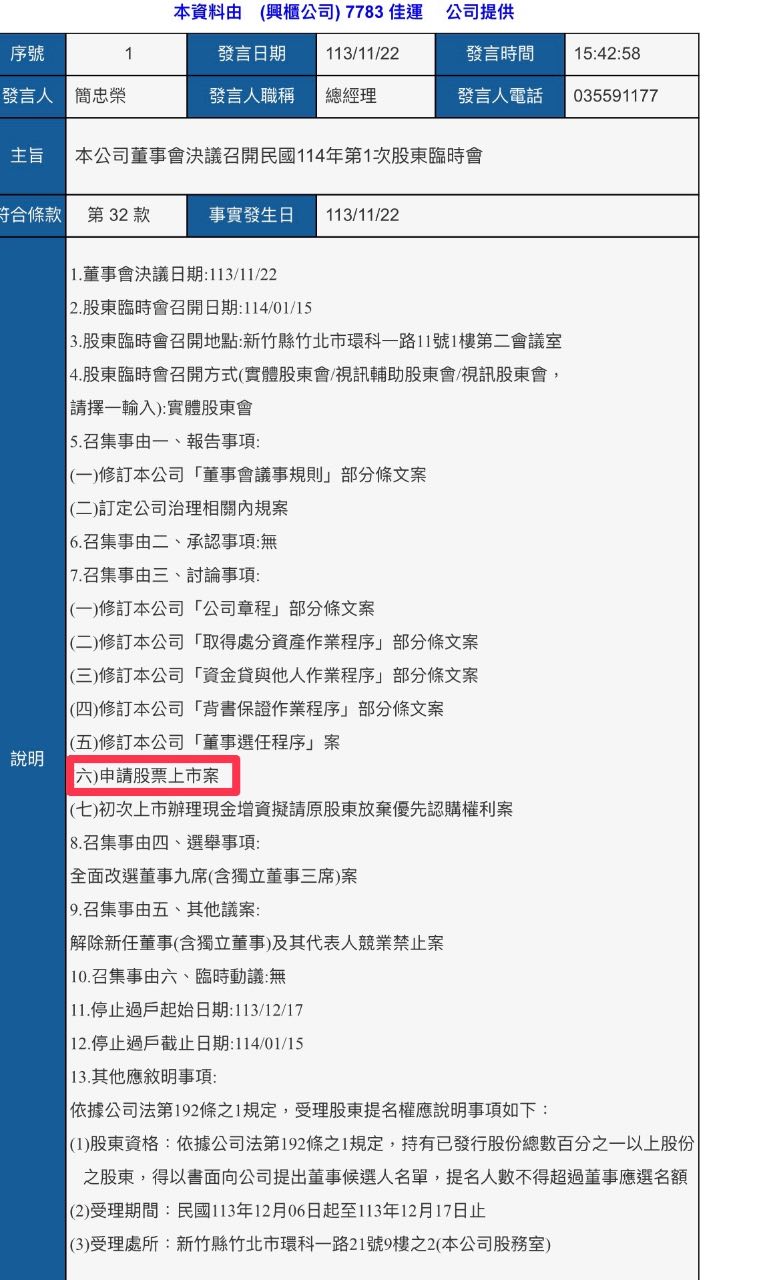 佳運(7783)-今日即時股價查詢、歷史行情走勢與網路討論區｜CMoney 股市爆料同學會