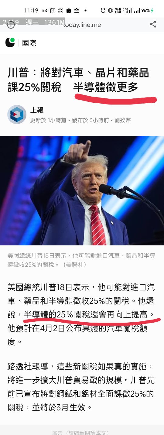 TWA00 加權指數 - 川普：半導體的25％關稅還會再向上提高！｜股市爆料同學會