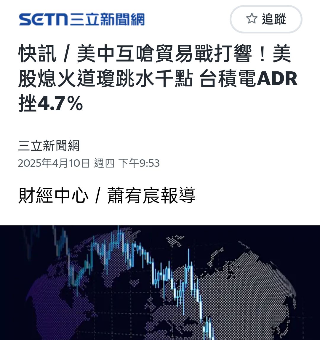 TWA00 加權指數 - 美中互嗆貿易戰打響！美股道瓊跳水千 點 台積電ADR挫4.7｜CMoney 股市爆料同學會