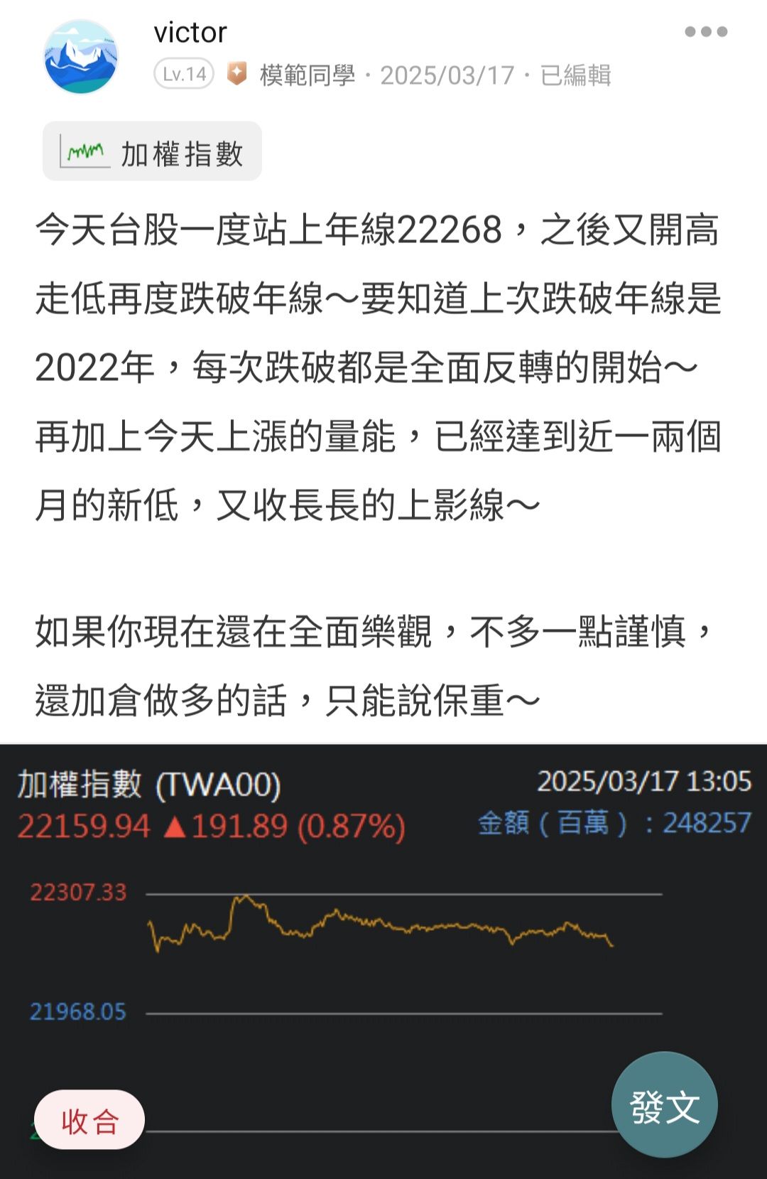 TWA00 加權指數 - 之前在台股大盤2萬2000點時，當時看空的散戶很少，很少有人...｜股市爆料同學會