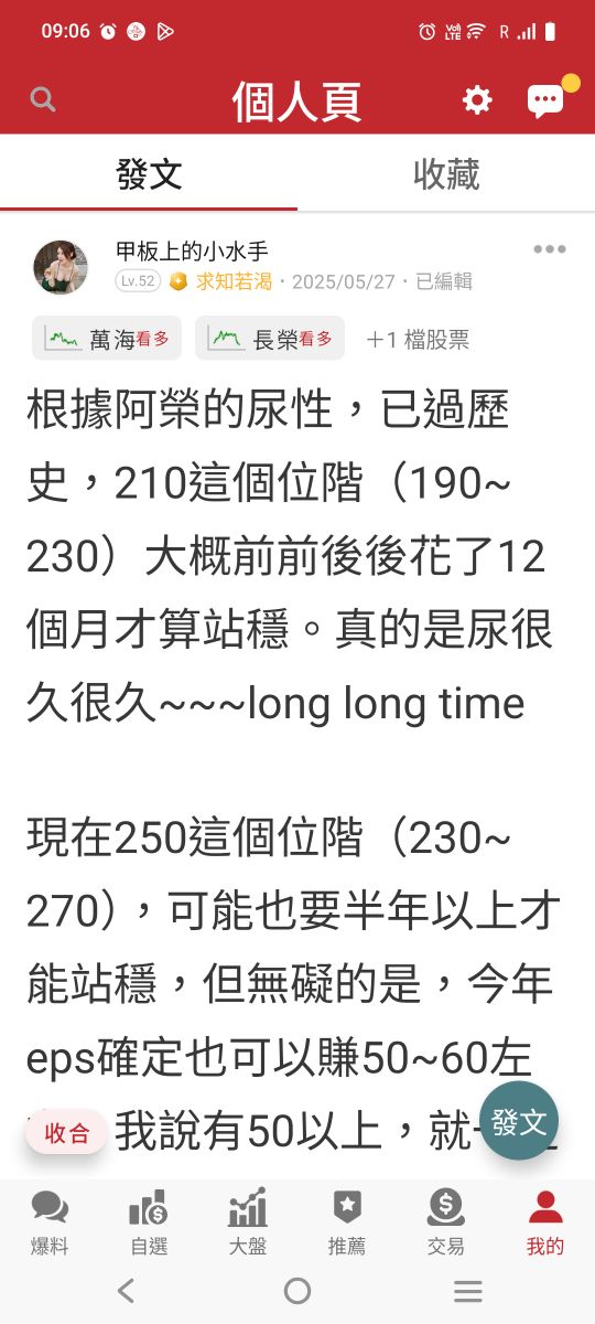 2615 萬海 - 五月底發文，阿榮大概會在250這個位階繼續整理到年底，009...｜CMoney 股市爆料同學會
