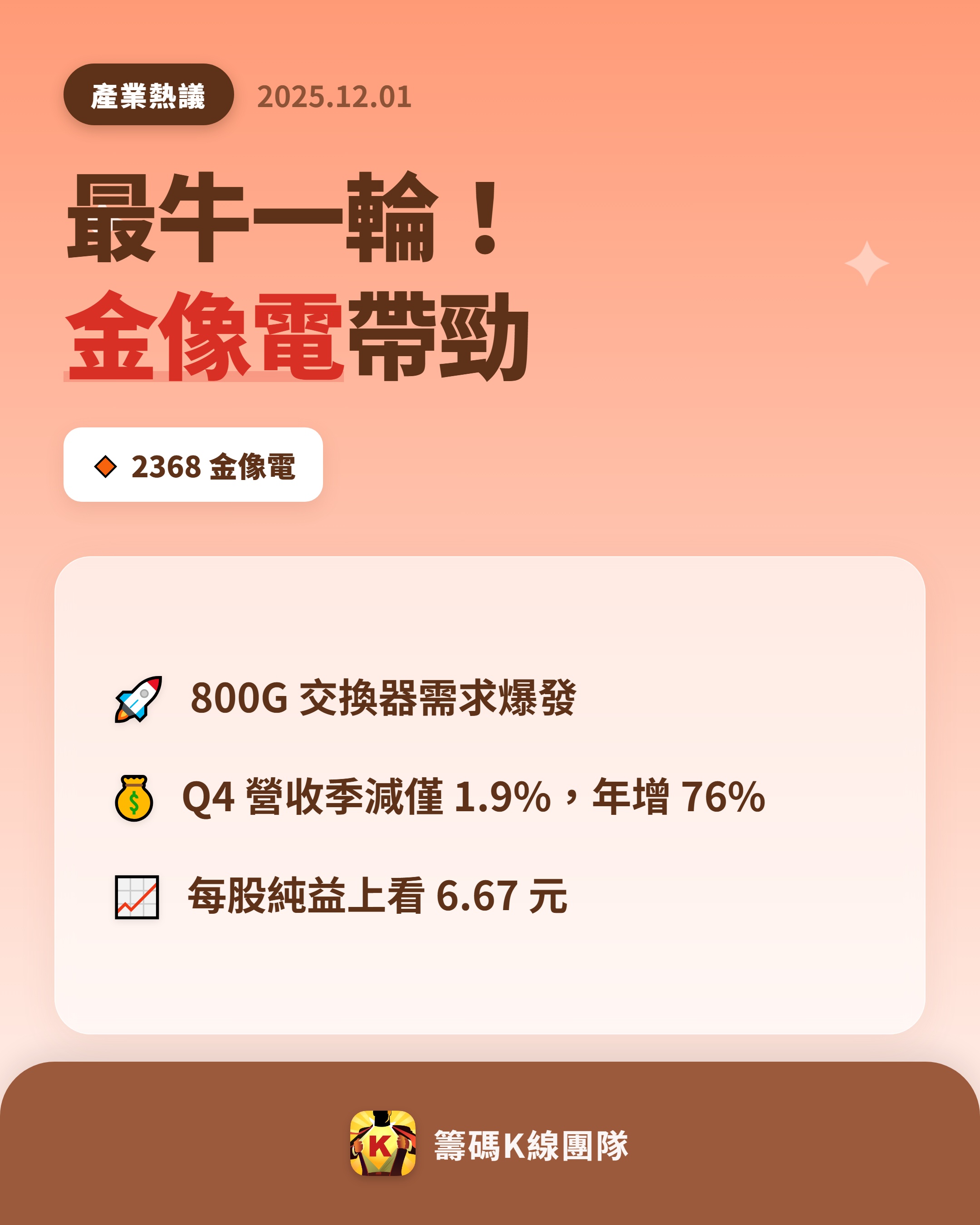 2368 金像電 - 🔥 800G 交換器需求帶動金像電大噴發！🔥 隨著 8...｜CMoney 股市爆料同學會